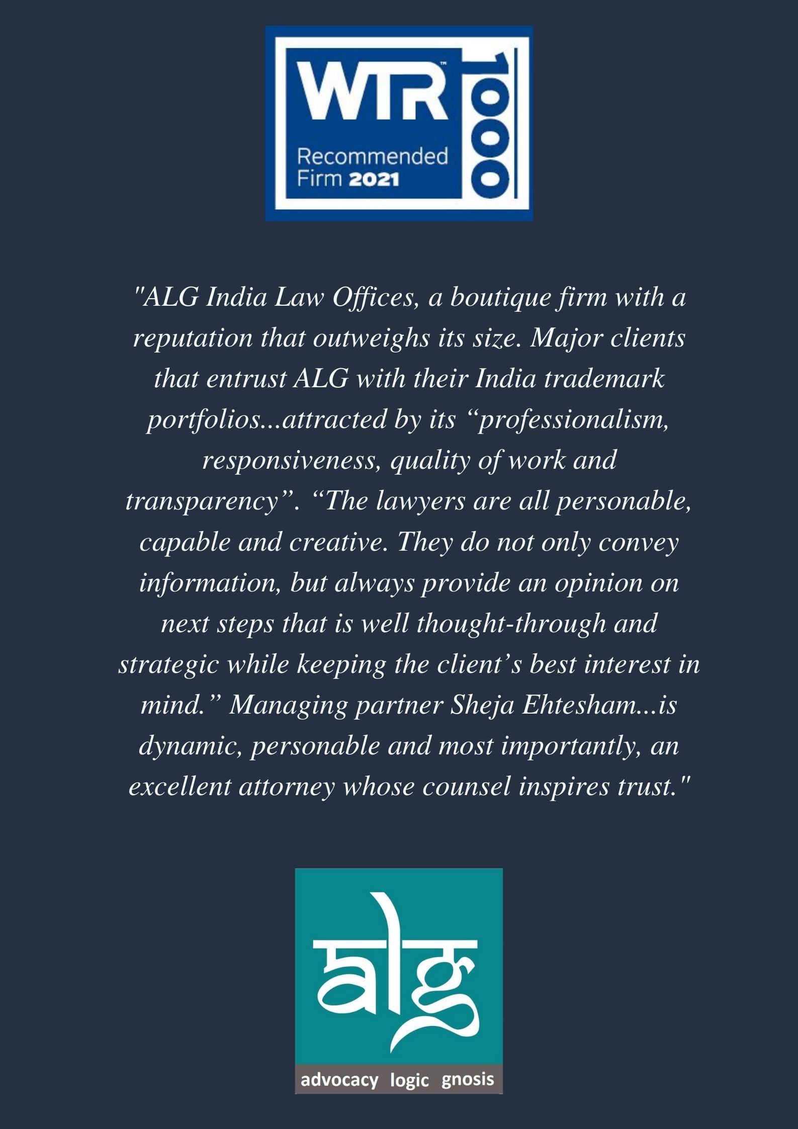 ALG Features in World Trademark Review’s 2021 WTR 1000 Rankings - ALG ...