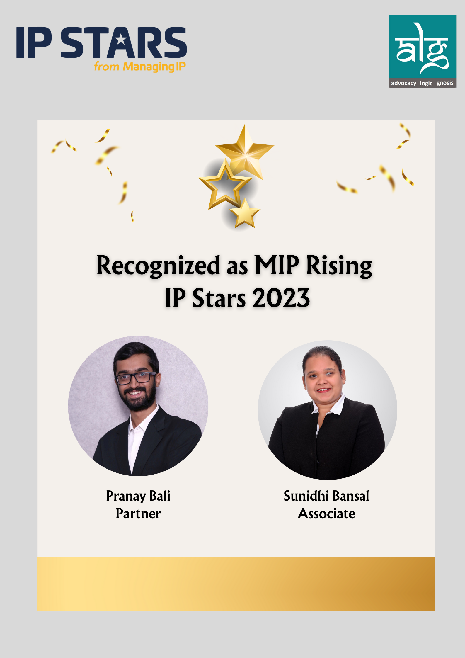 ALG's Pranay Bali & Sunidhi Bansal Recognized As MIP Rising IP Stars ...