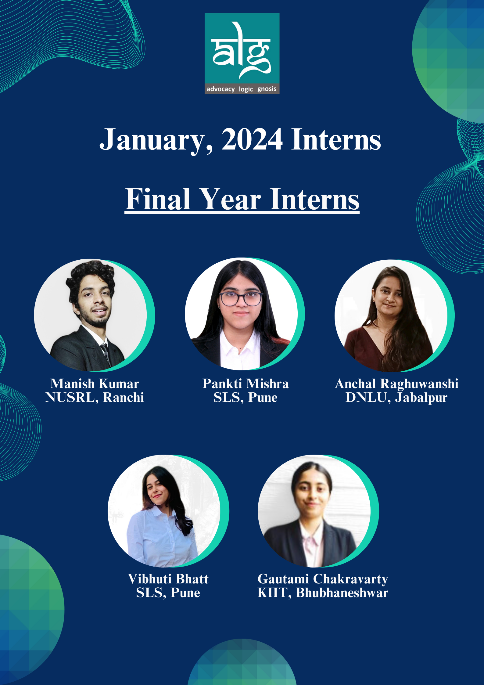 New General IP Interns For January 2024 - ALG India Law Offices LLP